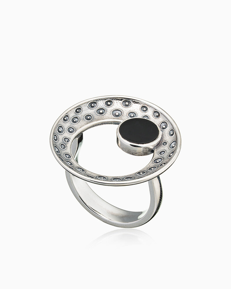 Кольцо, серебро, 925 проба, оникс