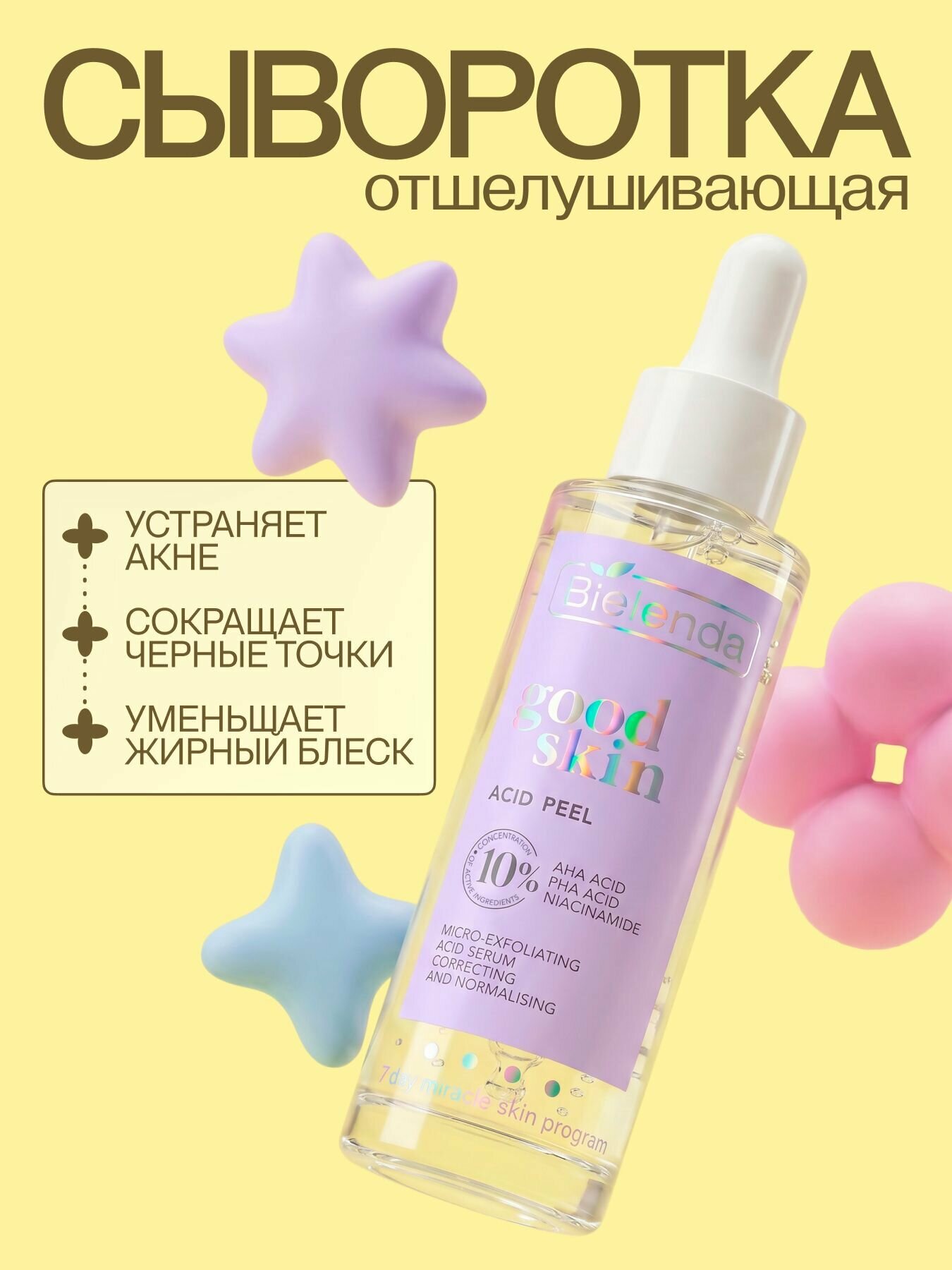 Сыворотка для лица Bielenda GOOD SKIN ACID PEEL кислотная, нормализующая, ниацинамид