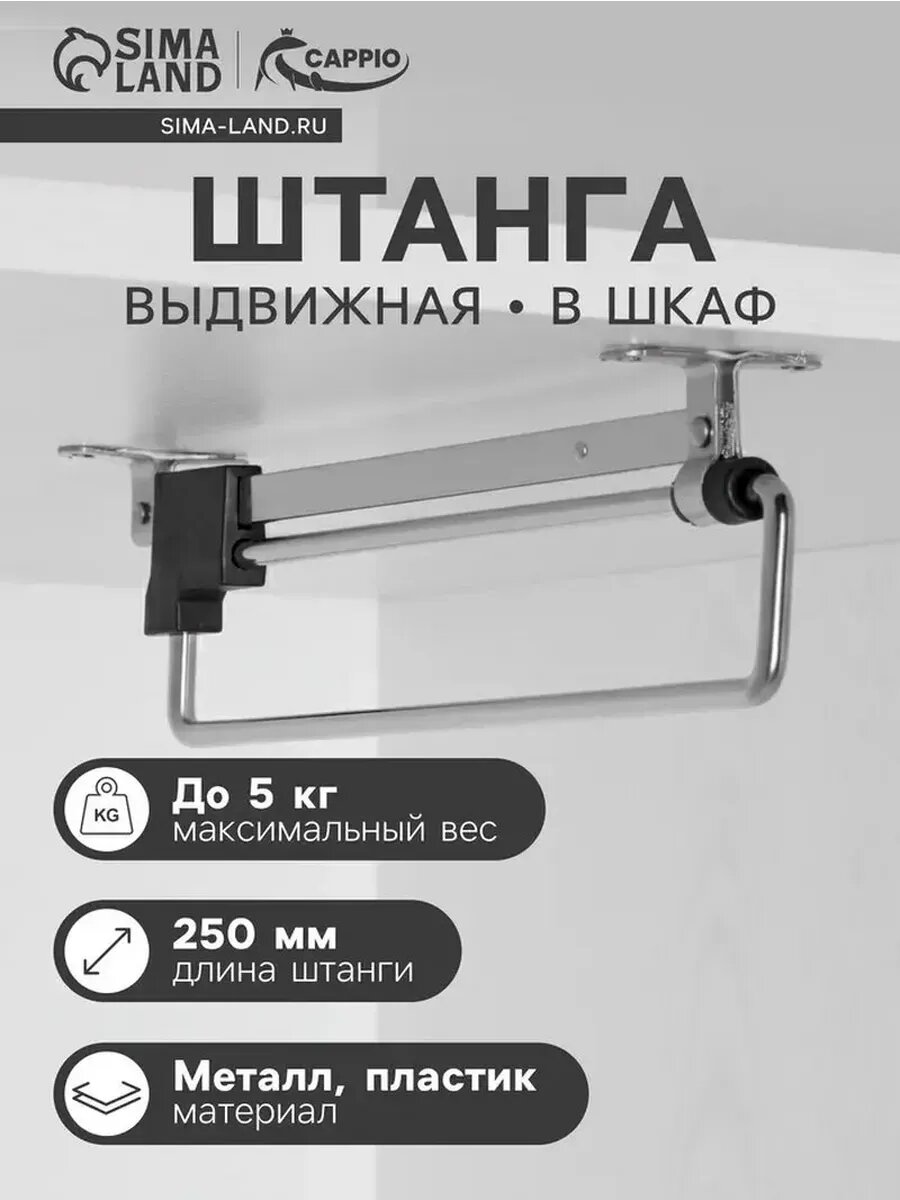 Выдвижная штанга для шкафов CAPPIO Light 250 мм