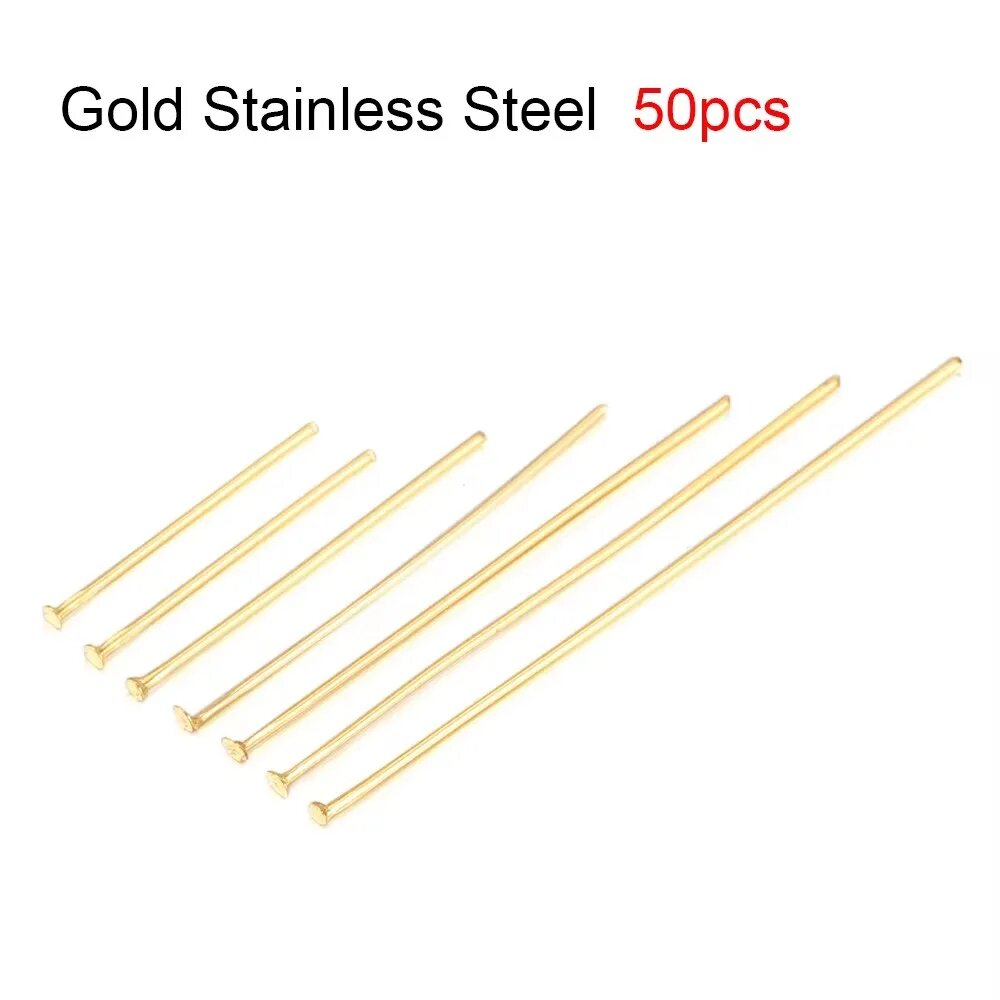 Булавки St.kunkka из нержавеющей стали для ювелирных изделий Length 35mm, Gold Flat Head Pin