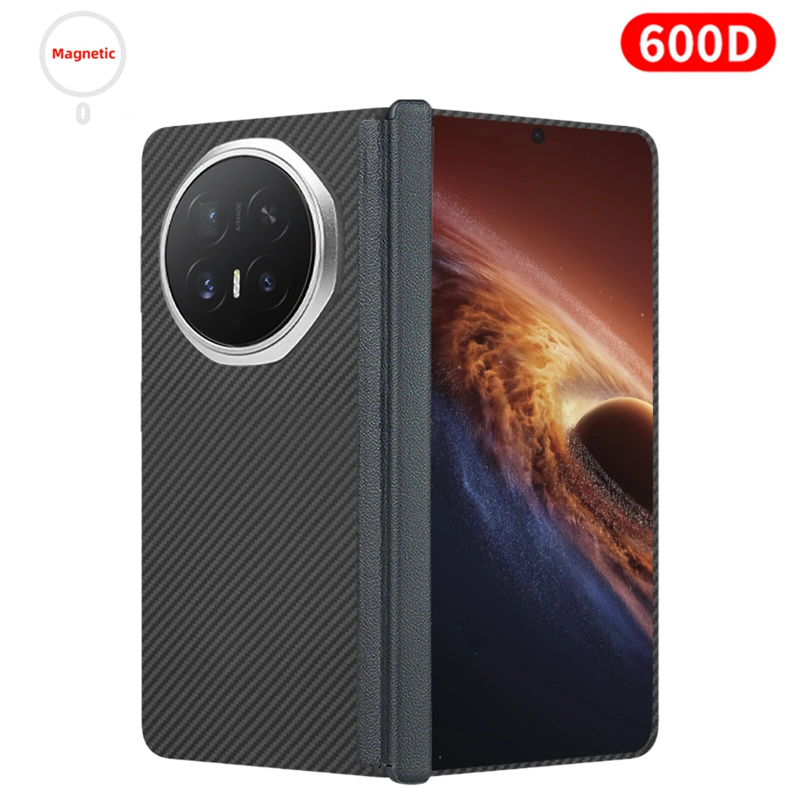 Прочный магнитный чехол для Honor Magic V3 / Magic V5 / Magic Хонор Магия V6, Черный, Hinge 600D Set