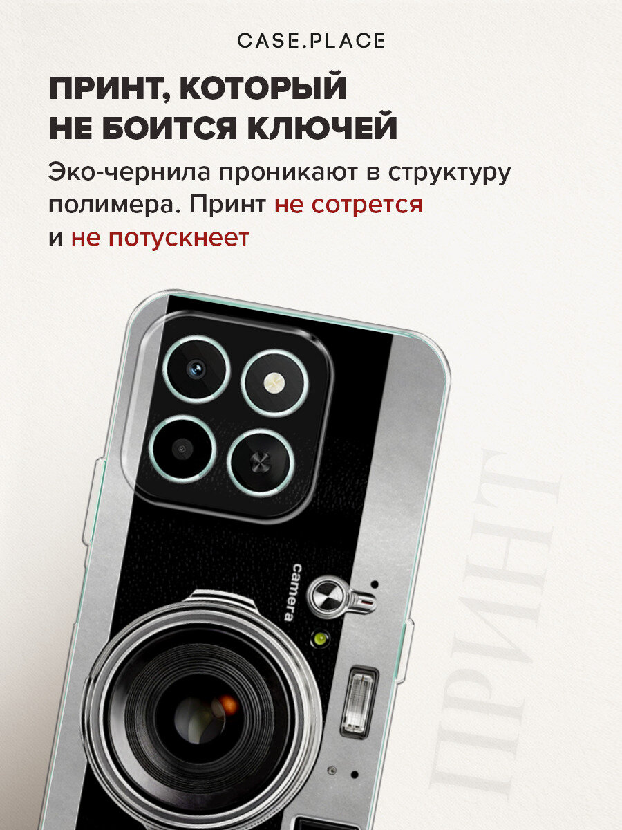 Силиконовый чехол на Honor X6c / Хонор X6c с принтом "Ретро камера" — фото 1