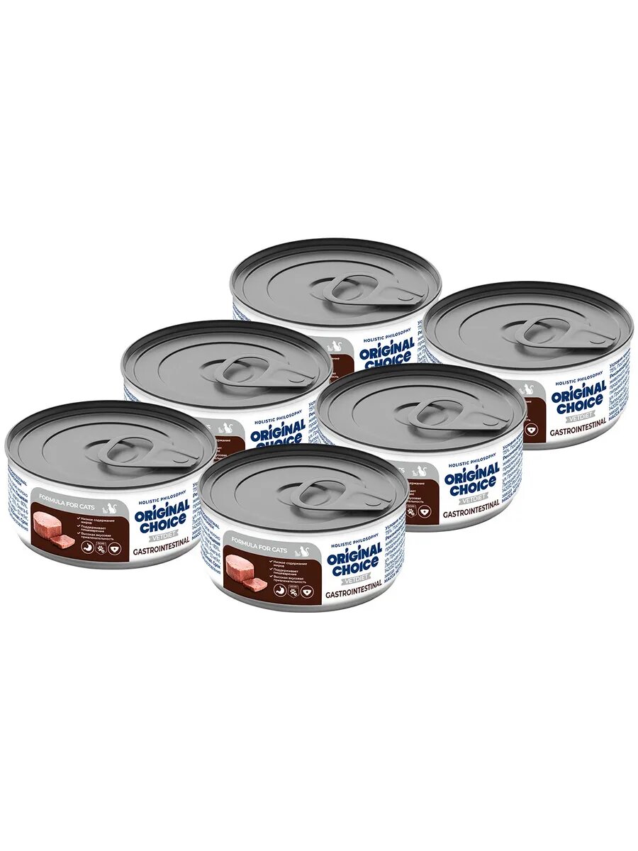 Влажный корм Original Choice Vetdiet Gastrointestinal для взрослых кошек с чувствительным пищеварением, 100 г 6 шт