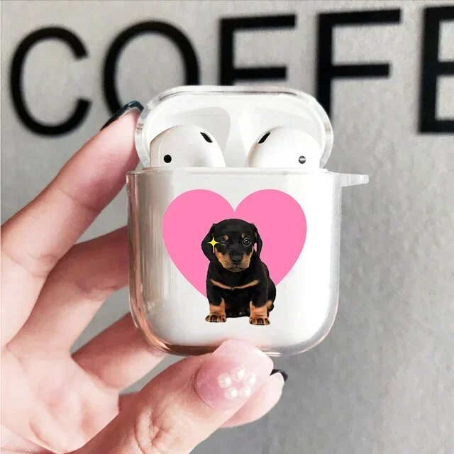 Прозрачный чехол AirPods с таксой, цвет -10