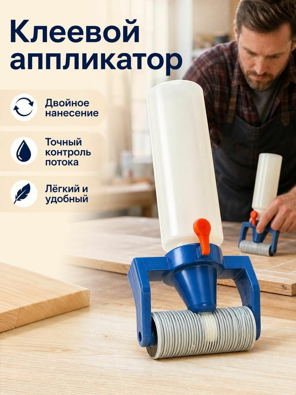Бутылка для столярного клея с роликовым аппликатором
