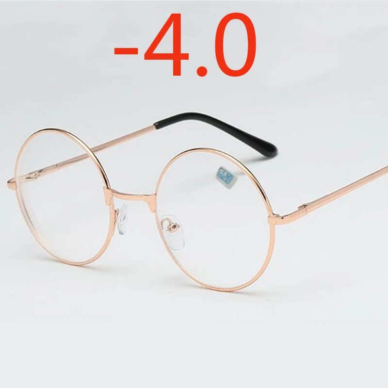 Металлические круглые очки Myopia -1.0 -1.5 -2.0 до -4.0 rose gold -4.0