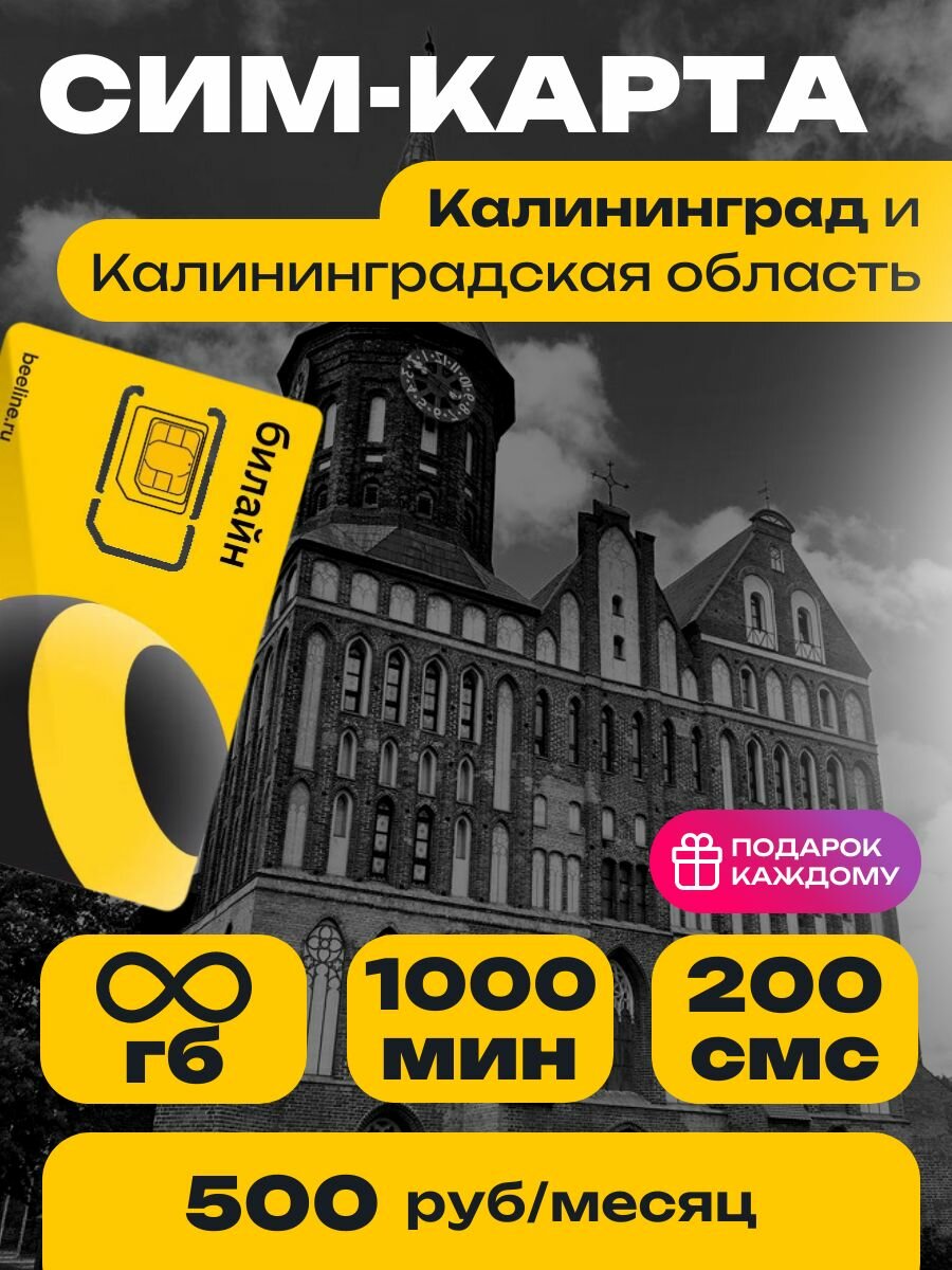 Сим-карта Билайн тариф Эксклюзивный Онлайн Калининградская область Безлимитный интернет и 1000 минут за 500 руб.