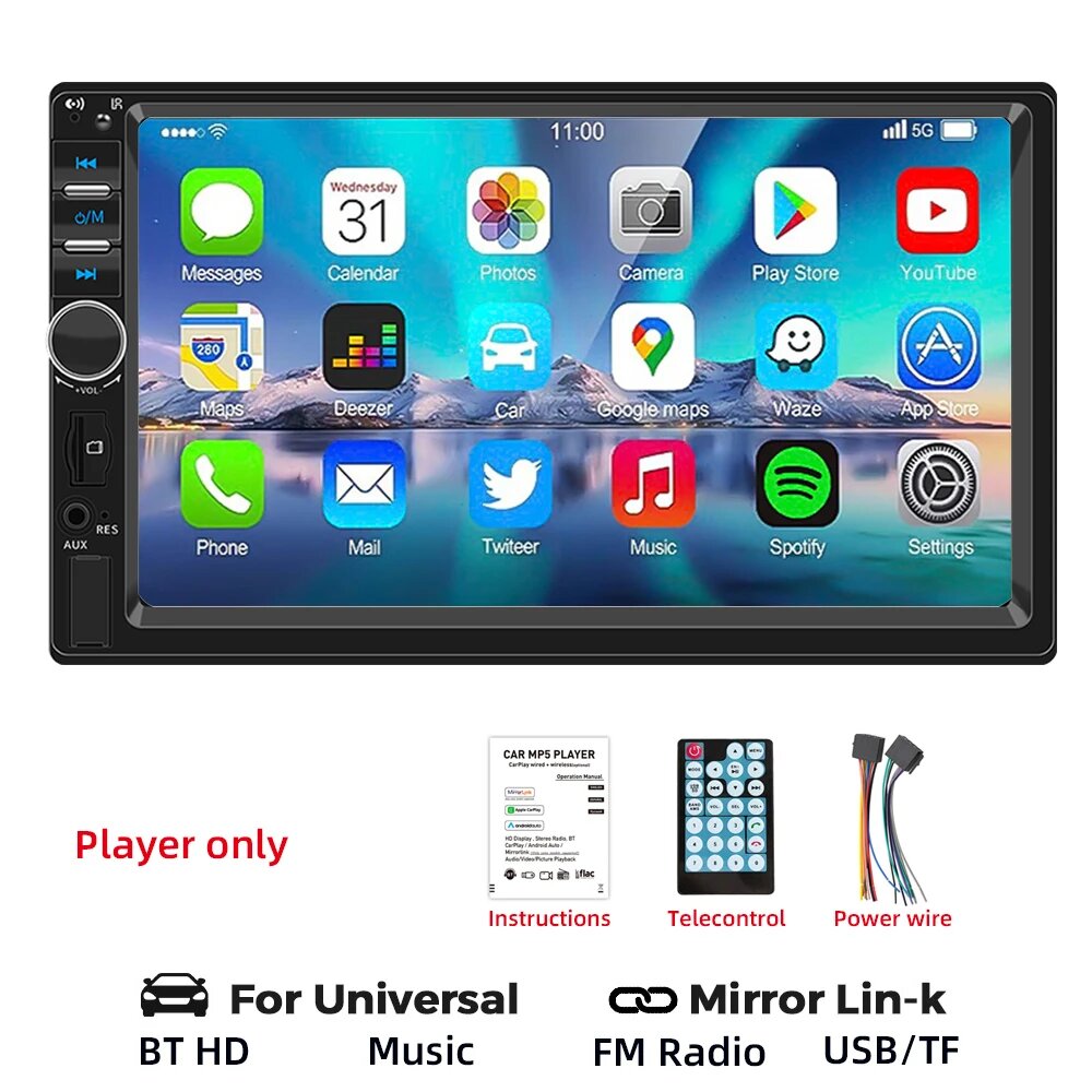 Автомобильный MP5-плеер 7" Bluetooth USB TF FM, Only Radio