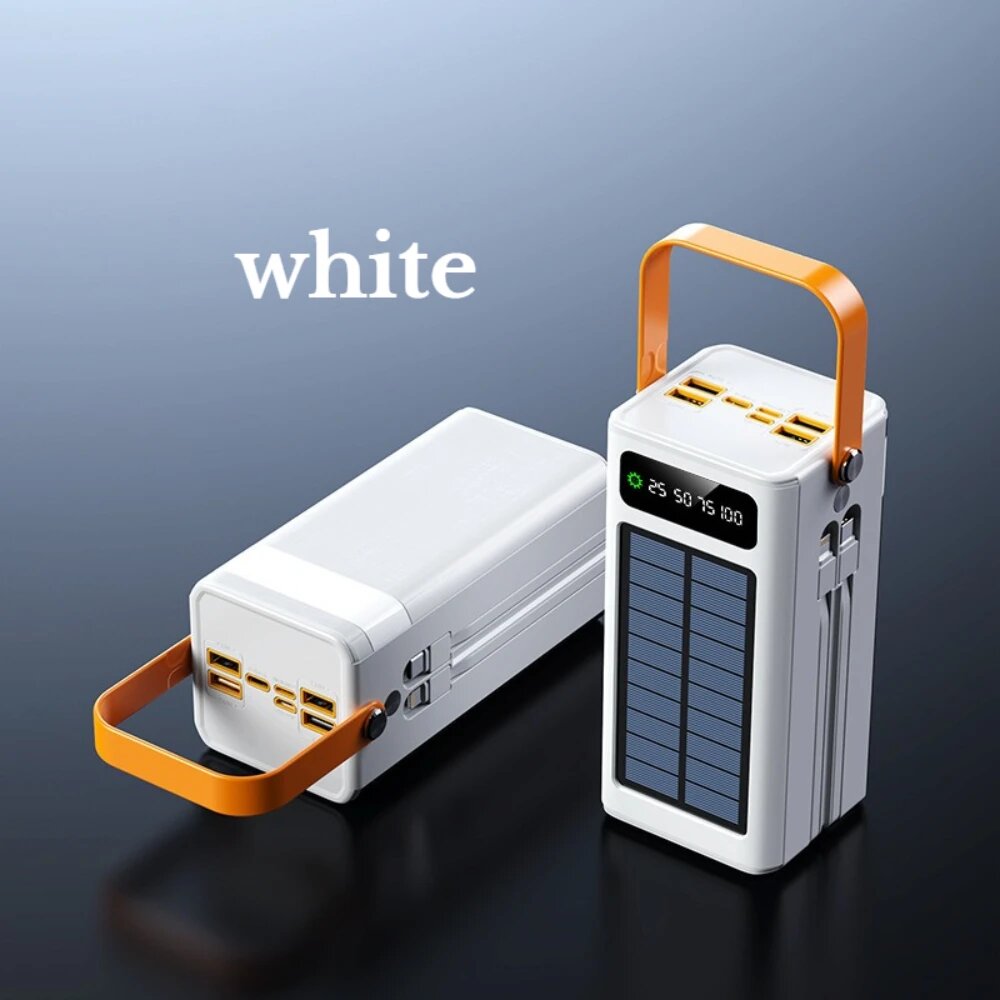 Солнечный Power Bank 200000 мАч 120 Вт с супербыстрой зарядкой, внешний Белый, 200000mAh-White