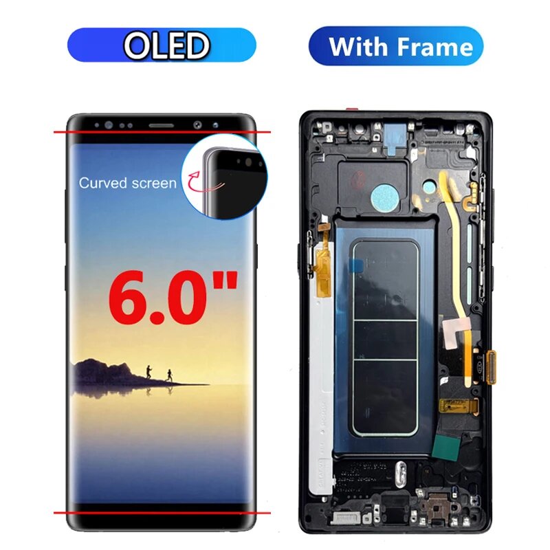 6,3-дюймовый AMOLED-дисплей для Samsung Galaxy Note8, ЖК-дисплей, сенсорный экран, OLED With frame
