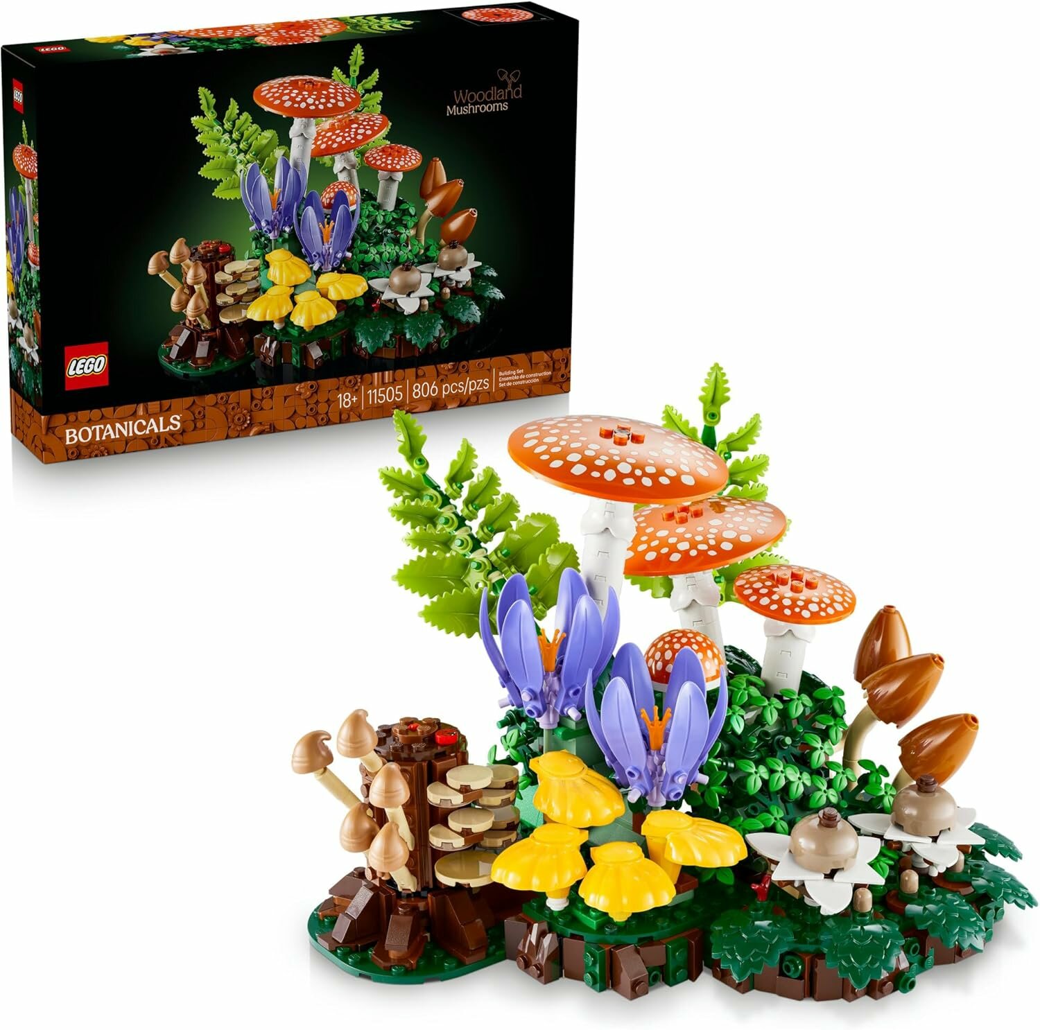 Конструктор LEGO Botanical Лесные грибы 11505, 806 деталей, от 18 лет