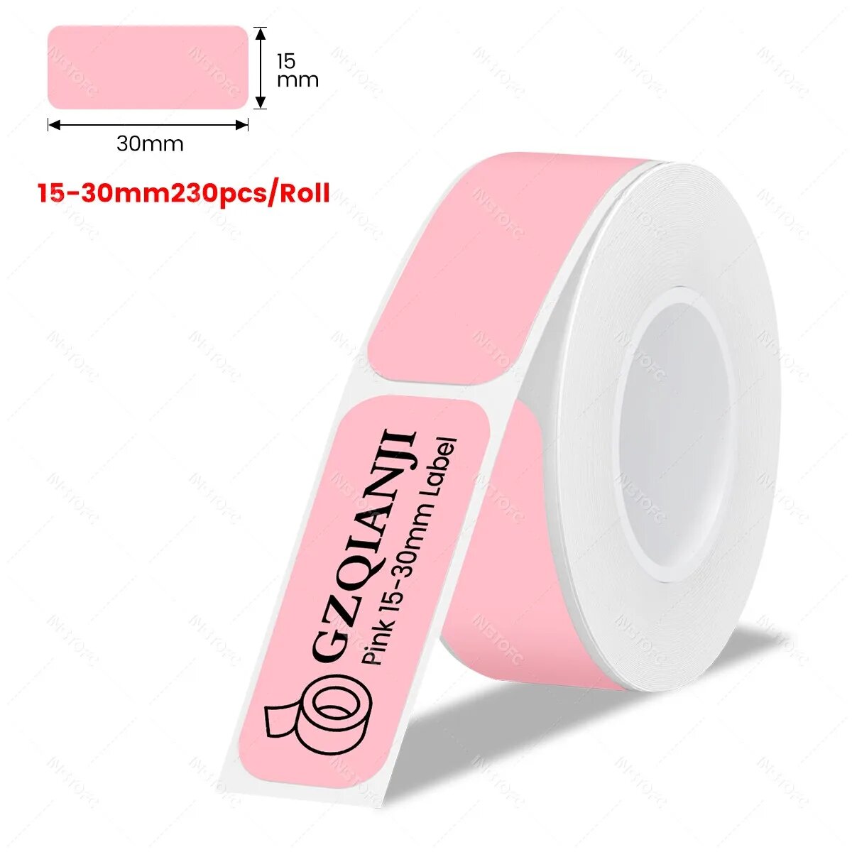 Розовые этикетки 15x30mm, 230шт/рулон