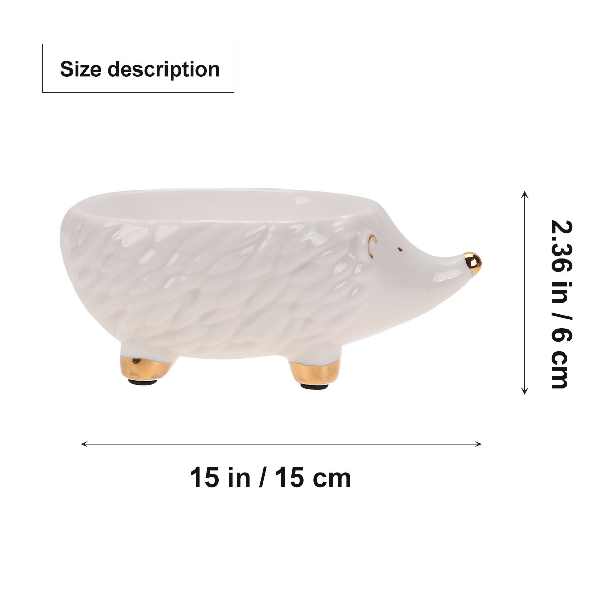 Подставка Для Мыла Из Керамики В Форме Ежа Белого Цвета 15X9Cm