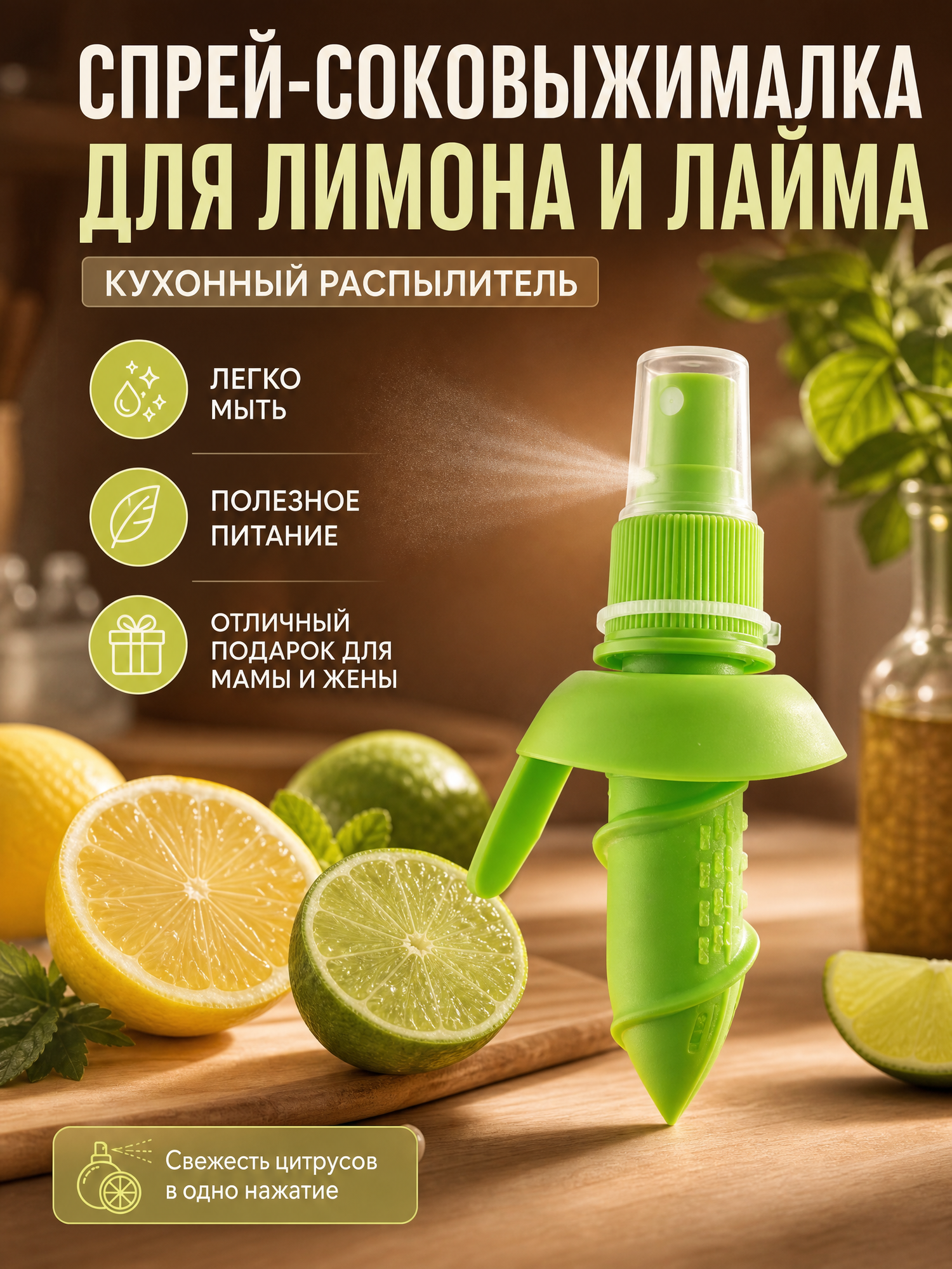 Спрей-распылитель для цитрусовых Citrus spray, ручная соковыжималка для лимона и лайма