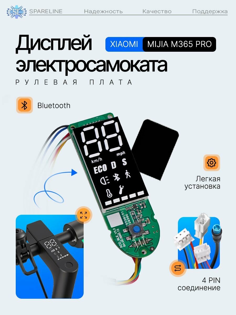 Рулевая плата (дисплей), панель управления с экраном для электросамоката Xiaomi Mijia M365 PRO, 1S, с крышкой в комплекте