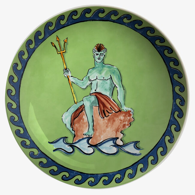 Керамическая настенная тарелка Ginori1735 цвета мха (Moss Green) из коллекции 'Морское путешествие' для декора гостиной