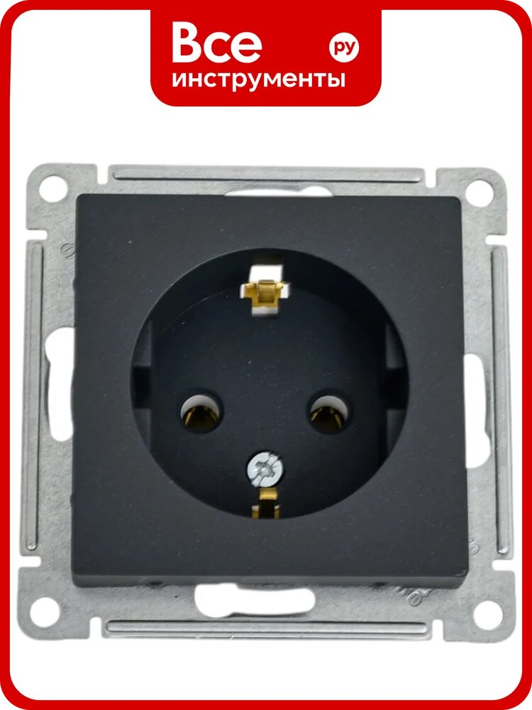 Механизм, Systeme, розетки Systeme Electric Atlasdesign базальт с заземлением, 16а, ATN001443, (ранее,