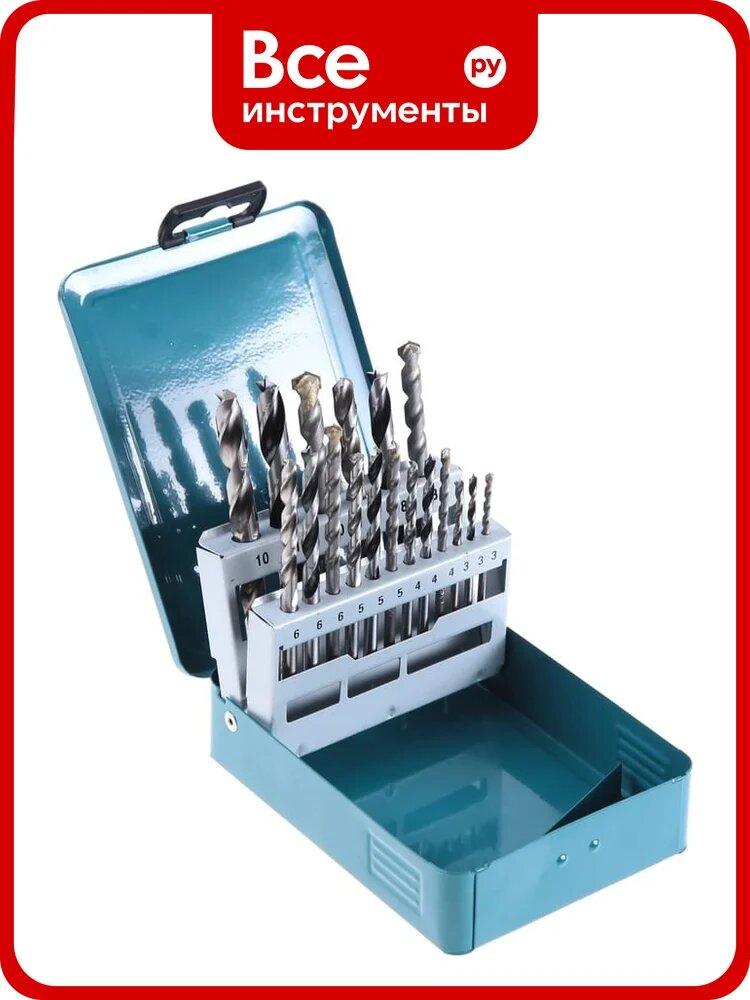 Набор сверл в ассортименте 18 шт Makita D-46202
