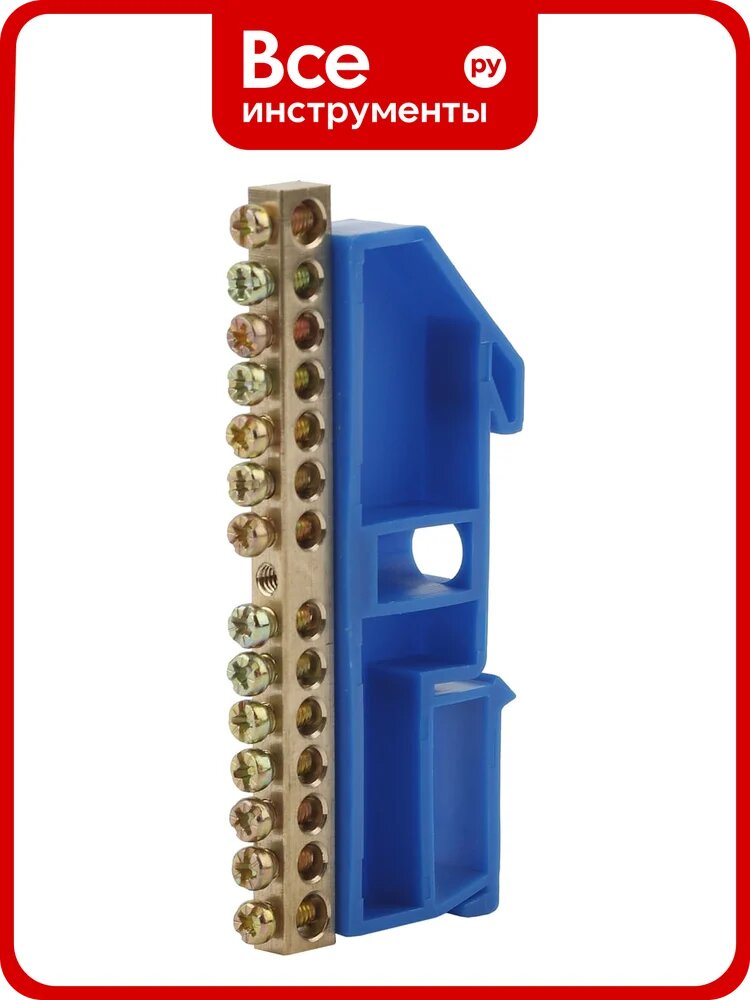 Шина N ноль на DIN-изоляторе ЭРА NO-222-48 ШНИ-6х9-14-Д-синий Б0033429