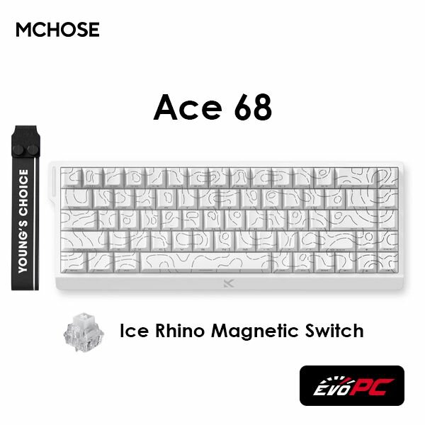 Игровая клавиатура проводная MCHOSE Ace 68 White Topographic Ice Rhino Switch