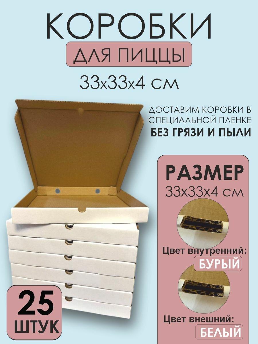 Коробка для продуктов, 33 см х 33 см х 4 см, 25 шт