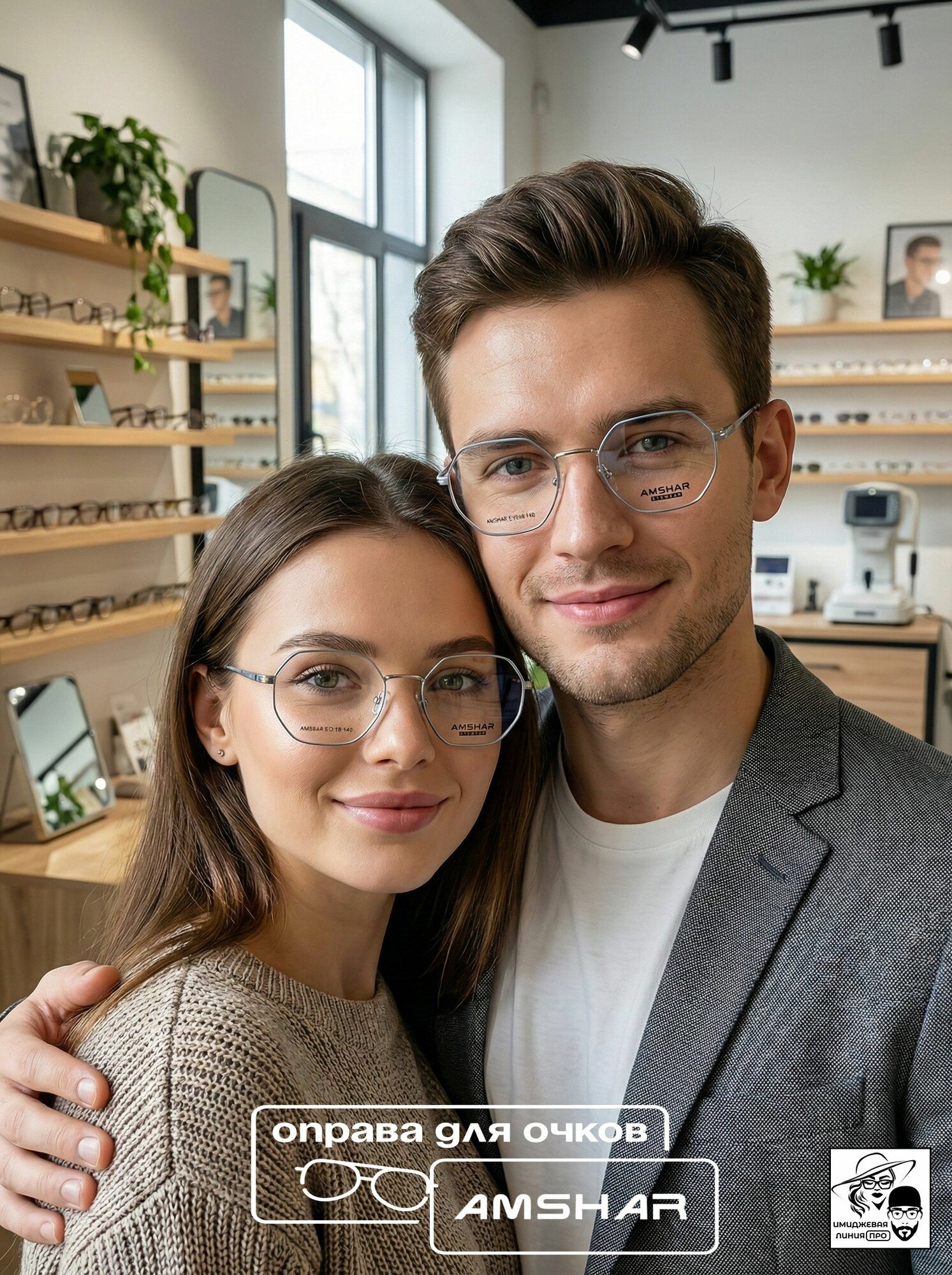 Оправа Amshar Eyewear 8554, металлическая, серебристо-светло-серая