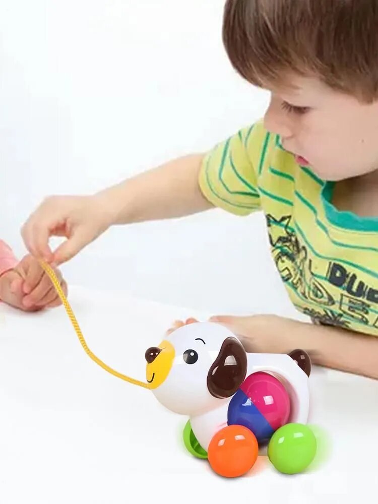 Игрушка-каталка для детей Щенок на верёвочке, малышей 2+ года, подарок ребенку