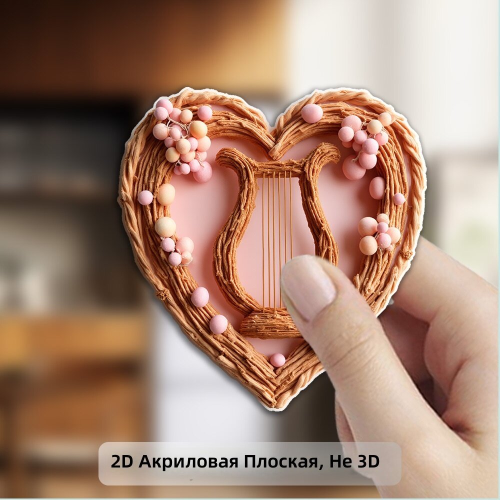 Акриловый магнит на холодильник с декором арфы, деревянными палочками и виноградом из бусин, держатель для заметок, фото, списков, для автомобилей, мотоциклов, ноутбуков, Модель A