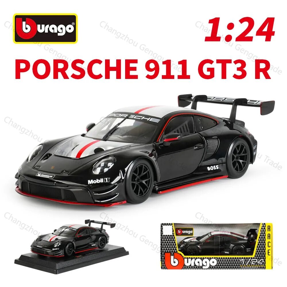 Bburago1:24 Коллекционная модель спортивного автомобиля Porsche 911 GT3 R, отлитая под давлением