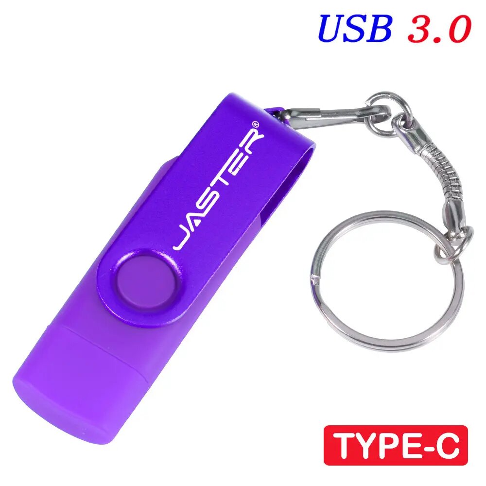 JASTER USB 3.0 флешка Type-C 64 ГБ черный/красный 64 ГБ, Фиолетовый, Purple