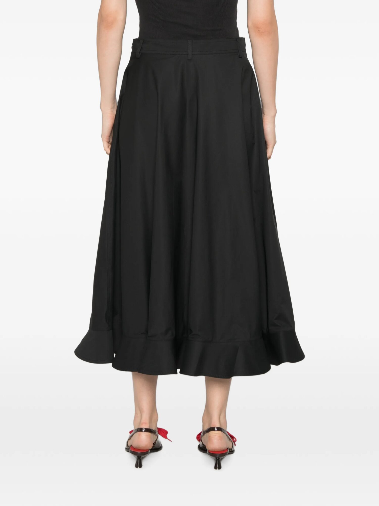 Юбка MOSCHINO Ruffled-hem midi full skirt, размер 48 — фото 1