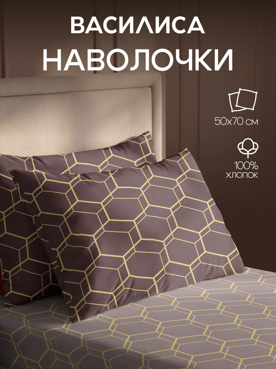 Комплект наволочек Василиса 50х70 см, 2шт, Перкаль, хлопок 100%, Меандр