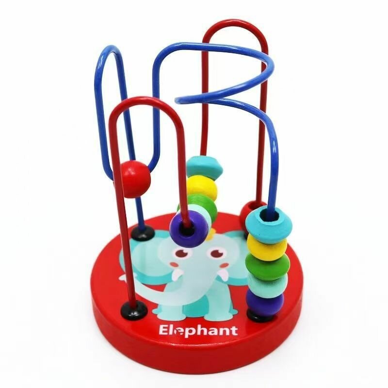 Деревянная обучающая игрушка с бусинами: красный слон, 1-4 года, развивающая головоломка для малышей