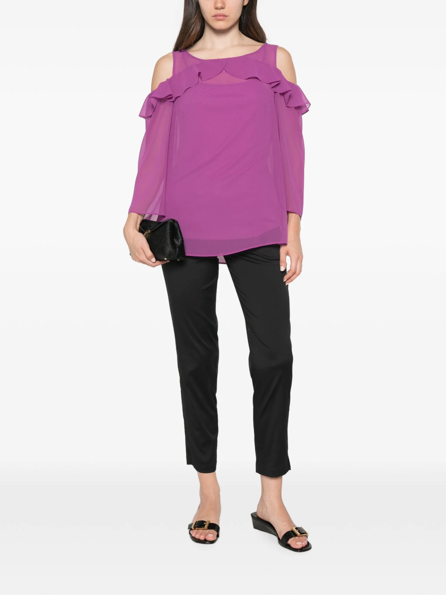 Блуза PennyBlack Ruffled cold-shoulder blouse, размер 42 — фото 1