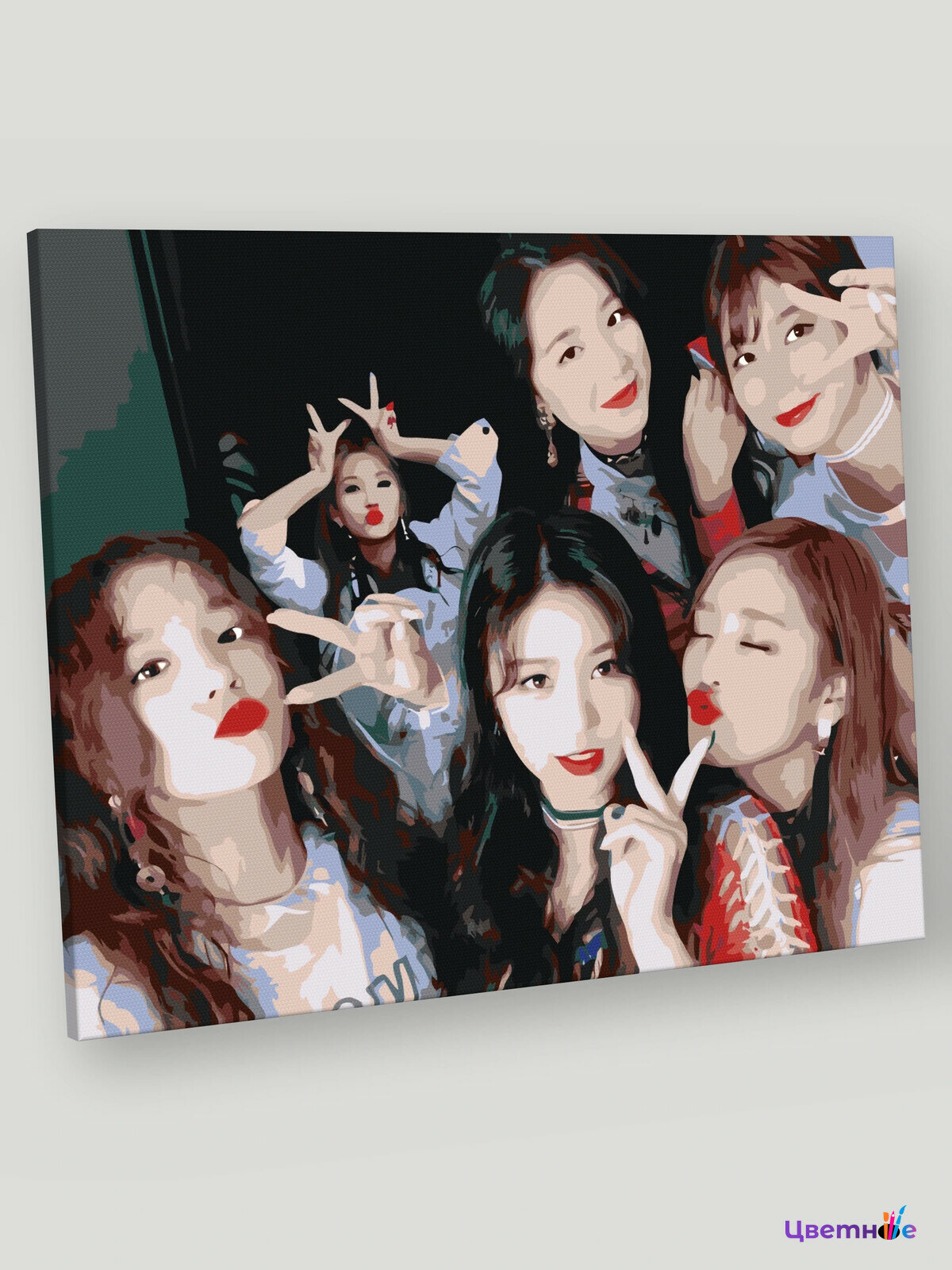 Картина по номерам на холсте с подрамником "K-POP группа (G)I-dle Джи Айдл: Селфи", Раскраска 40х50 см, Музыканты