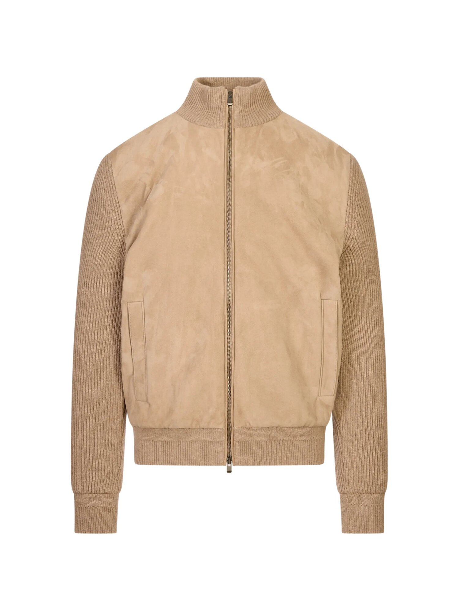 Куртка Suede-panelled ribbed-knit jacket