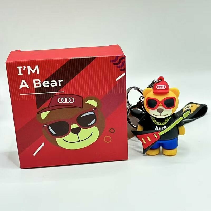 Брелок Audi Blind Box Bear с крючком, силиконовый, для ключей, защита от потери.