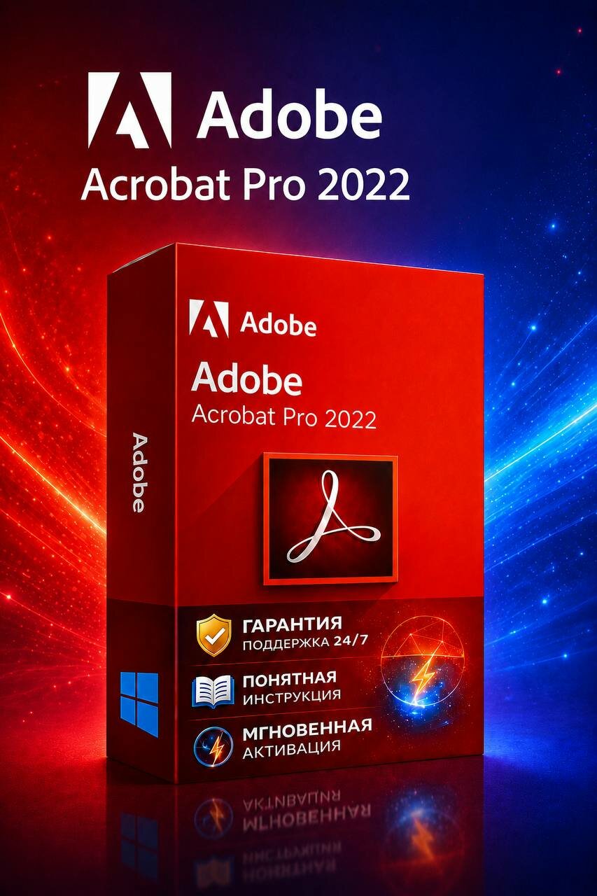 Adobe Acrobat PRO DC 2022 — полная версия для Windows 10 и Windows 11, бессрочная лицензия, цифровой ключ