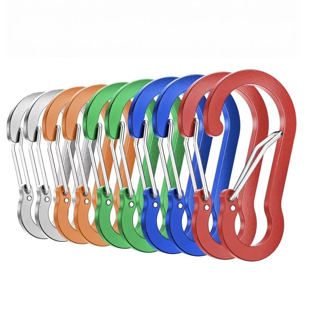 Набор из 10 алюминиевых карабинов с D-образным кольцом 10Pcs Multicolor