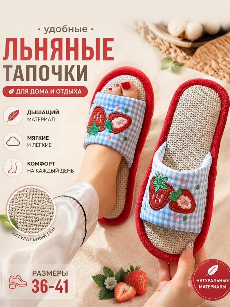 Тапочки, размер 3839, синий, красный
