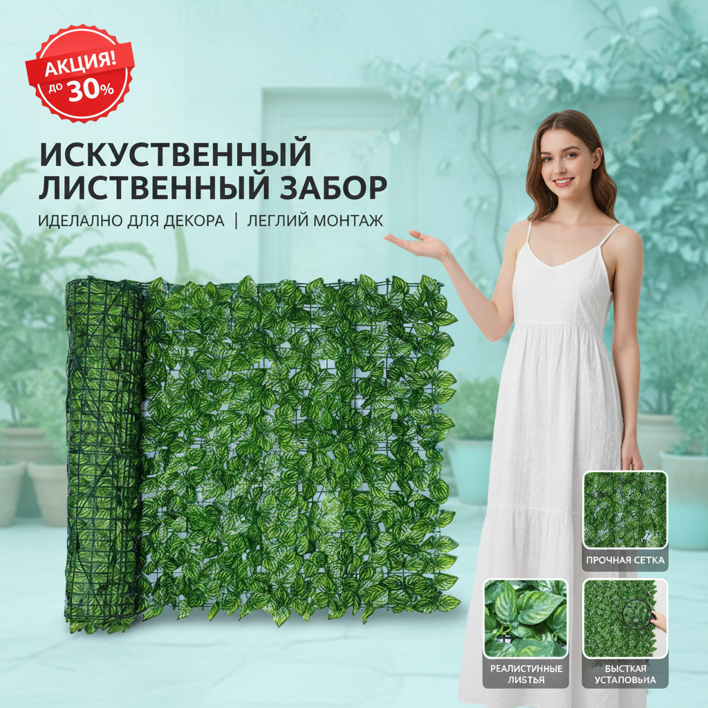 Искусственный листовой забор для уединения, рулонная стена, ландшафтный дизайн