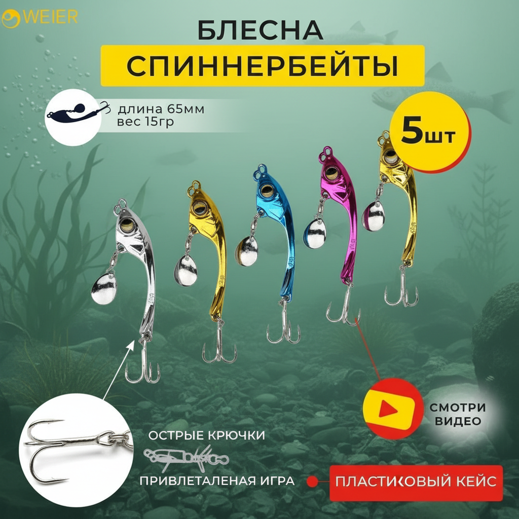 Вращающиеся блесны с лепестком набор 10 штук рыбалка весной летом осенью зимой