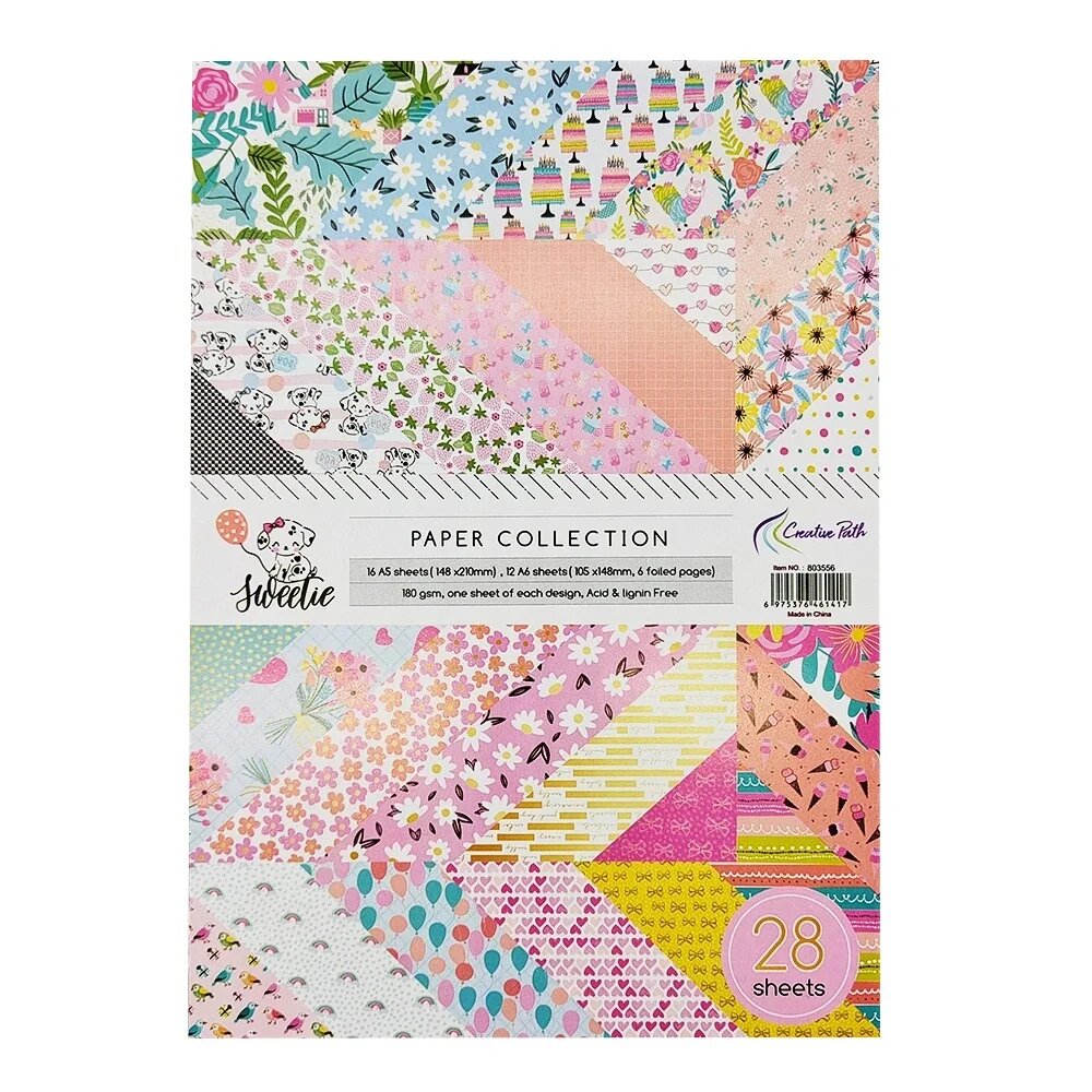 Бумага для скрапбукинга The Creative Path, 180 gsm, цветочный принт, A5/A6 Sweetie