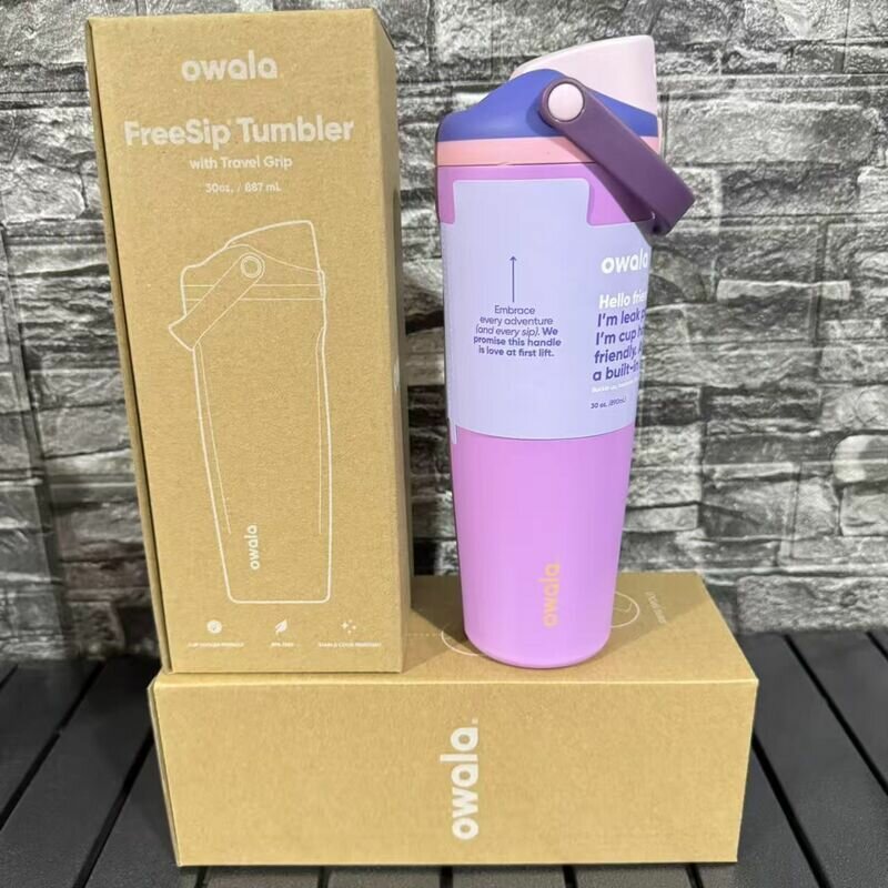 Термокружка Owala FreeSip 30oz изолированная бутылка для воды фиолетовая