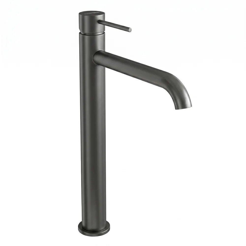 Смеситель для раковины Wasserkraft Нирс (Niers) 3003HGR серый, черный, глянцевый, кран для ванной в раковину, из нержавеющей стали, рычажный, с керамическим картриджем