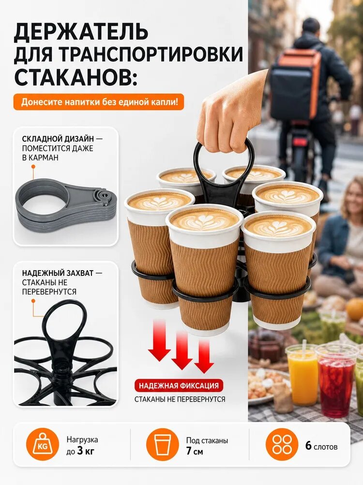 Универсальный держатель для транспортировки стаканов, складная переноска для кофе и напитков-холдер-для-доставки, органайзер для курьеров и кофейни.
