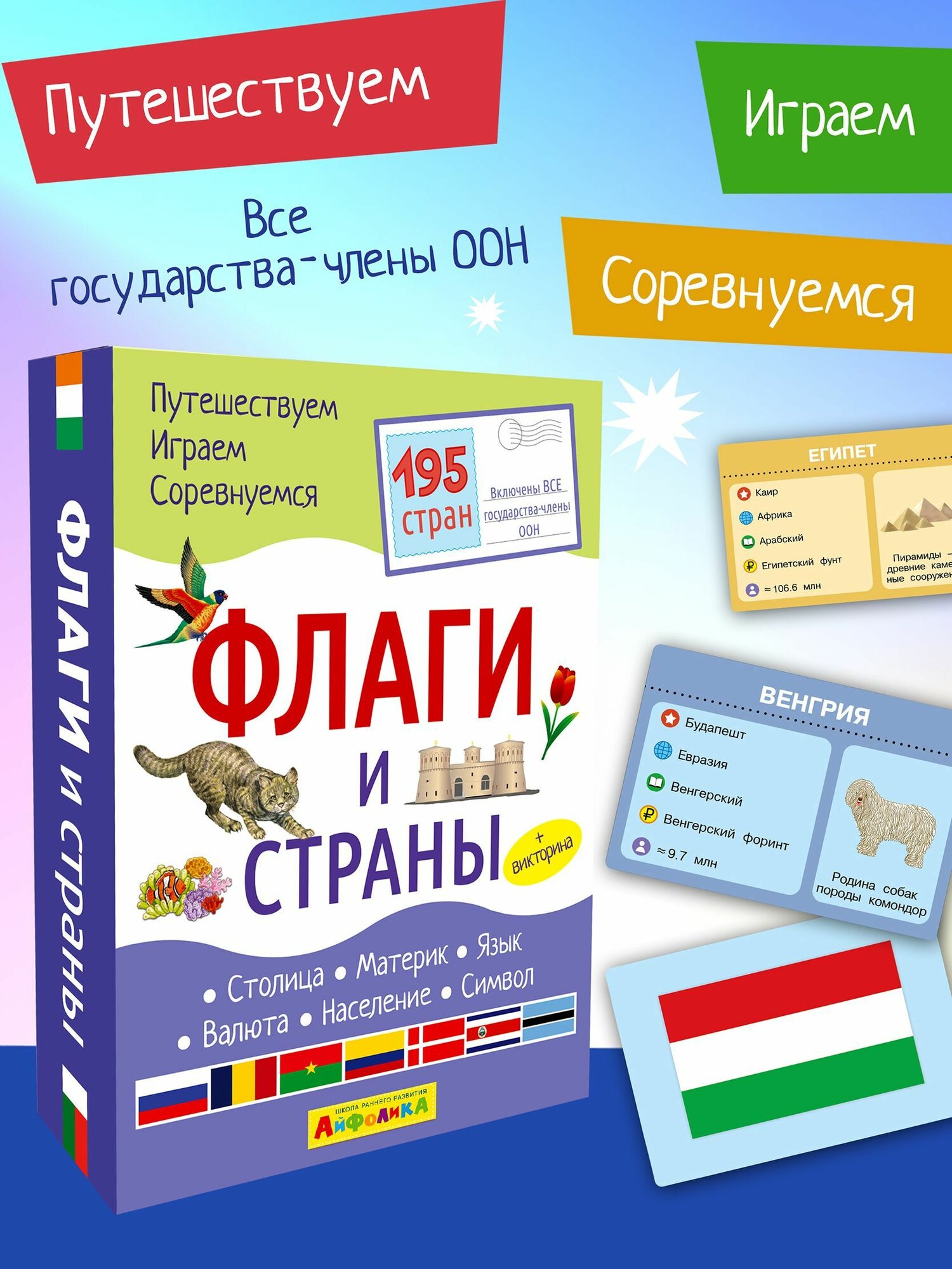 200 карточек. Набор развивающих карточек для детей. Флаги и страны. Расширенное издание (195 стран). Развитие ребенка. Подарок на последний звонок, на выпускной карточки по географии флаги мира для детей изучение стран
