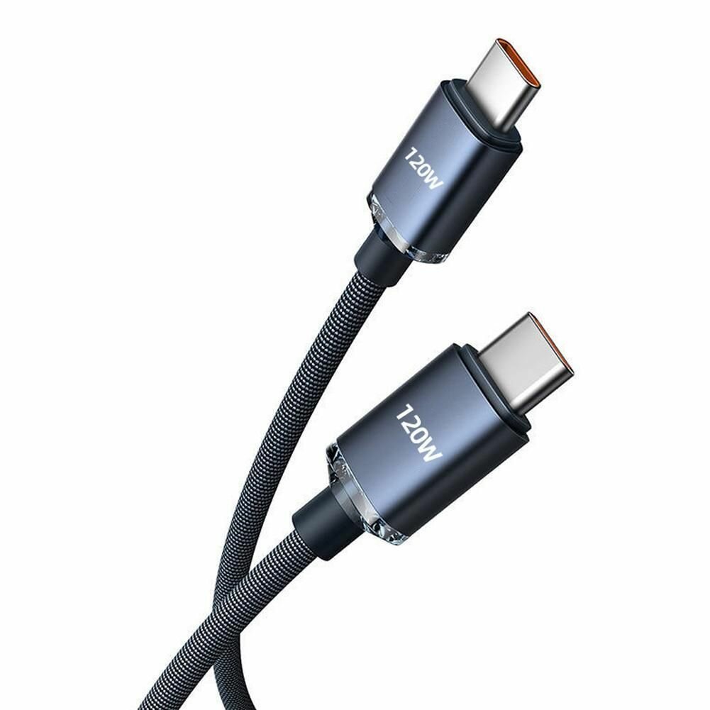 Кабель USB-C двойной с быстрой зарядкой 120 Вт, подходит для iPhone 16, Huawei, ноутбуков и автомобиля