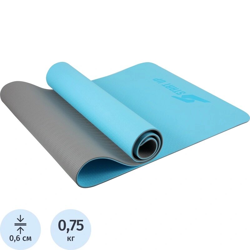 Коврик для фитнеса и йоги Start Up Blue/Gray р183х61х0,6см, 371126