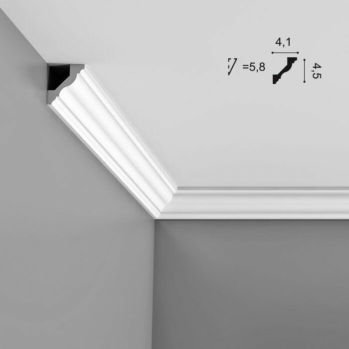 Карниз для Ремонта Гладкий Orac Decor CX110 Д200xШ4.1xВ4.5 см Лепнина из Дюрополимера / Орак Декор.